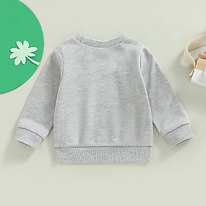 Infant Toddler Baby Girl Boy Oversized Sweatshirt Long Sleeve Top Shirt St. Patrick 's Day Outfit Clothes (Gray, 6-12 Months)