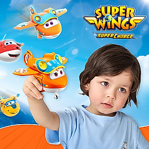 Super Wings 5" Transforming Sunny, Airplane Toys Vehicle Action Figure, Season 5 Plane to Robot in 10 Steps, Birthday Gifts for 3 4 5 year old Boys Girls Preschool Kids, Orange