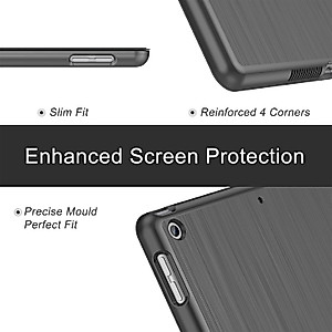 Soke Case for iPad 9th/8th/7th Generation 2021/2020/2019, [Slim Trifold Stand + Auto Wake/Sleep], Premium Protective Hard PC Back Cover for Apple iPad 10.2 Inch (Dark Grey)