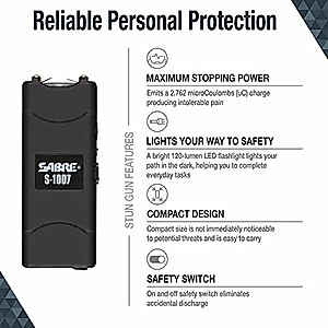 SABRE Self-Defense Kit with Pepper Spray and Stun Gun with Flashlight, 25 Bursts, 10-Foot (3-Meter) Range, Painful µC Charge, 120 Lumens, Rechargeable Battery, Safety Switch