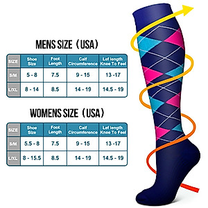 Bluemaple 6 Pack Copper Compression Socks for Women and Men Circulation-Best Support for Medical, Running,Nursing,Athletic