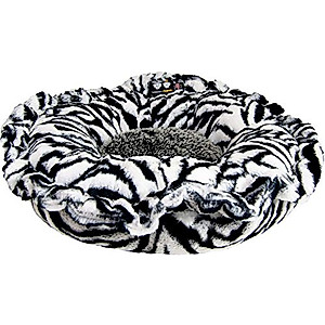 Bessie and Barnie Ultra Plush Zebra/ Midnight Frost Deluxe Luxury Shag Dog/Pet Lily Pod Bed Machine Washable