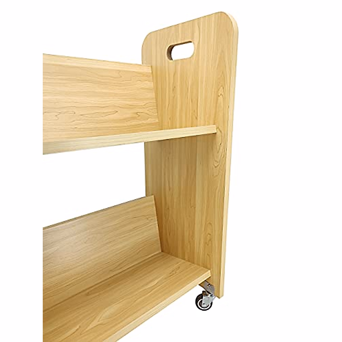 FixtureDisplays® Wood Book Cart Library Cart Pew Cart Magazine Rack Moving Cart Rolling Storage Cart 32X30X13" 10968