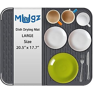 Large Silicone Dish Drying Mat for Kitchen Counter Size 20.5” x 17.7”, Eco Friendly Food Grade Drying Mat, Easy to Clean, Heat Resistant Hot Pot Holder, Dish Washer Safe