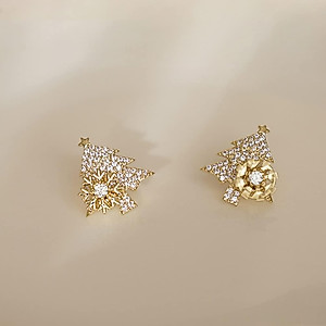 Shiny Christmas Tree Earrings,Colorful Diamond Crystal Zircon Christmas Tree Tassel Earrings,2024 New Sparkling Full Rhinestone Christmas Tree Dangle Earrings,Christmas Gift for Women Girls (A)