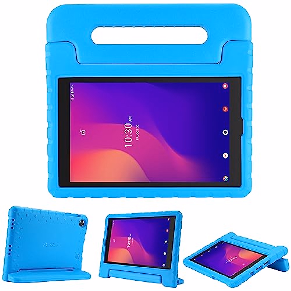 ProCase Kids Case for Alcatel Joy Tab 2 8 inch 2020(Model: 9032Z), Alcatel Joy Tab 2 Case, Shockproof Kids Friendly Convertible Handle Stand Case for Metrobyt-Mobile Alcatel Joy Tab 2 Tablet -Blue