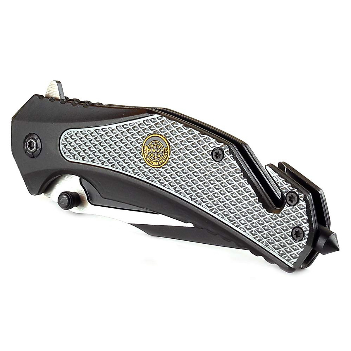 Vulcan Gear Emergency Service Tactical Assisted Open Metal Rescue Folding Knife (Black - S.W.A.T)