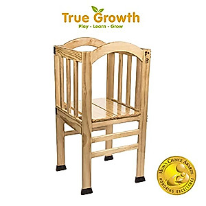 True Growth - True Tot Tower - Kids or Toddler Step Stool - Wood Construction – Varnished