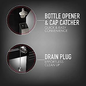 Permasteel 80-Qt Antique Patio Cooler for Outside | Outdoor Beverage Cooler Bar Cart, Rolling Cooler with Wheels and Handles, Wooden Teak Accent, Black