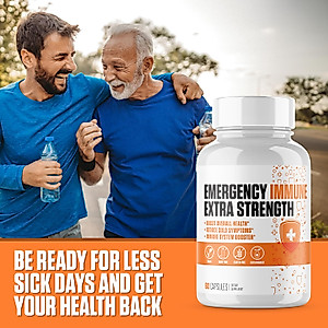 Emergency Immune Extra Strength 10-in-1 | #1 Rated Immune System Support Supplement | Boost Overall Health, Increase Energy w/Echinacea, Vitamin C, Elderberry + 7 More for Men & Women - 60 Pills