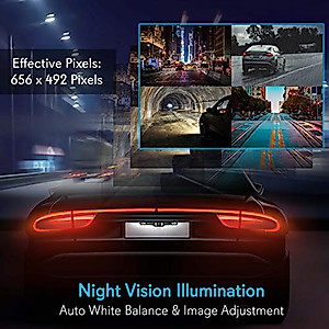 Pyle PLCM10 Rear View Backup Parking Reverse Camera, License Plate Mount, Weatherproof, Night Vision, Distance Scale Lines, Swivel Angle Adjustable Cam