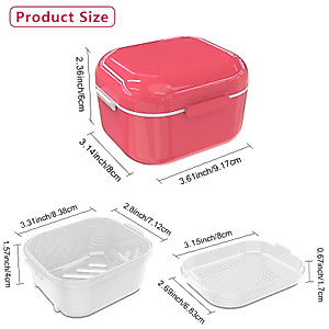ZIZNBA Denture Bath Retainer Case,Portable Soaking Denture Box, Denture Bath Case with Strainer, for Dentures and Braces (1 PACK)