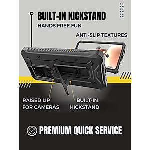 ArmadilloTek Vanguard Case Compatible with Samsung Galaxy S20 Ultra (6.9 inches) Military Grade Full-Body Rugged with Built-in Kickstand [Screenless Version] - Black