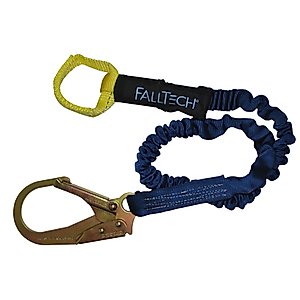FallTech 82403L ElasTech 6-Foot Shock Absorbing Lanyard with Loop and Rebar Hook