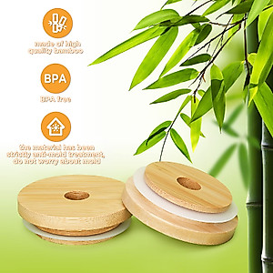8 Pack 86mm Wide Mouth Bamboo Mason Jar Lids with Straw Hole, Eco-Friendly and Reusable Wooden Drinking Lids(8 PCS)