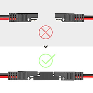 ELFCULB SAE Polarity Reverse Adapter SAE Connectors Quick Disconnect Plugs for Solar Panel SAE Extension Cable Battery Power Charger Maintainer(15 Pack)