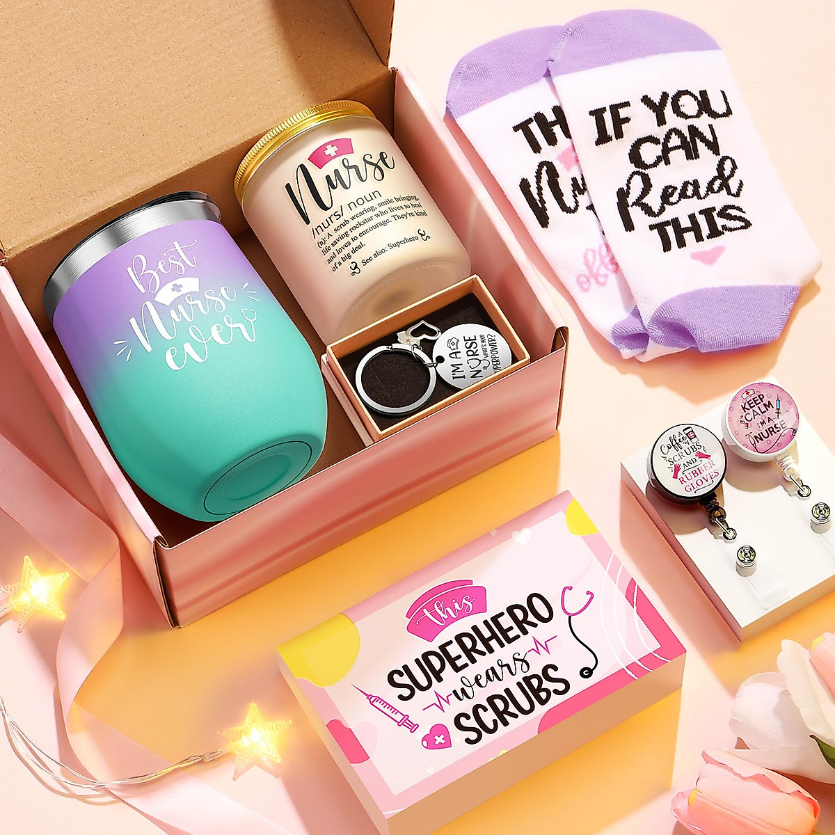 MAYICIVO Nurse Gifts for Women Female, Nurses Day 2025 Nurses Week Gifts, RN School Nurse Appreciation Gifts Basket for Graduation, Retirement w/Wine Tumbler