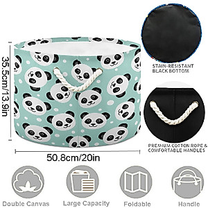 visesunny Storage Basket Cute Panda Face Animal Nursery Hamper Canvas Fabric Toy Storage Organizer Bin Storage Box Laundry Basket for Kid Rooms,Playroom,Shelves,Toy Basket