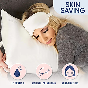 Blissy Silk Pillowcase - 100% Pure Mulberry Silk - 22 Momme 6A High-Grade Fibers - Silk Pillow Cover for Hair & Skin - Regular, Queen & King with Hidden Zipper (King, Blissy White)
