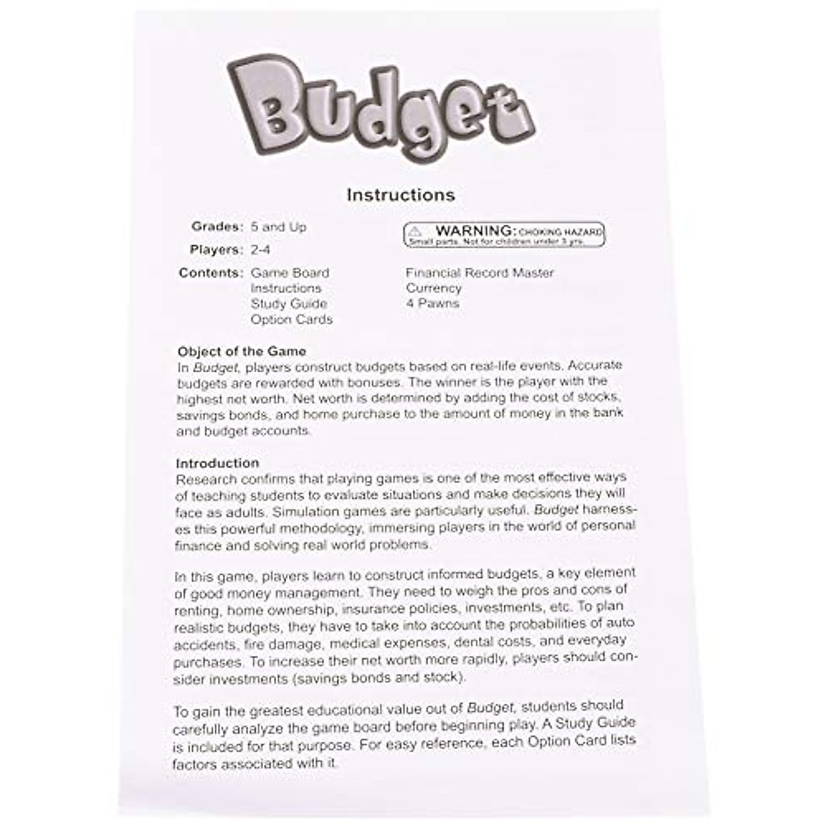 Learning ADVANTAGE-4373 Budget - Budgeting Game for Kids - Teach Money, Math and Critical Thinking