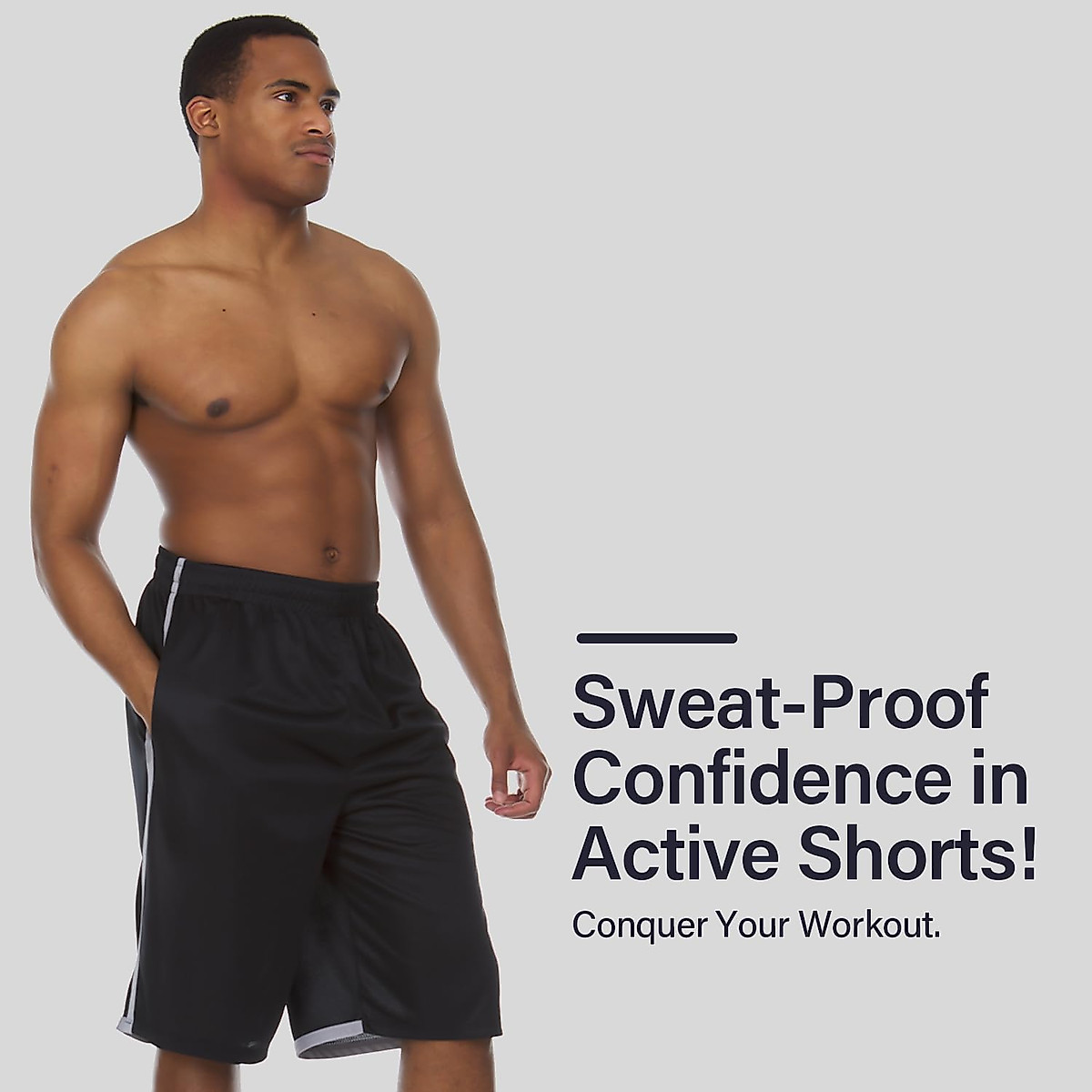 4 Pack: Men's Dry-Fit Sweat Resistant Active Athletic Performance Shorts