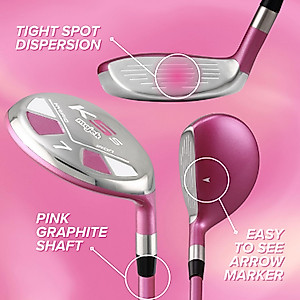 Majek Pink Senior Ladies Golf Hybrids Irons Set New Senior Women Best All True Hybrid Ultra Light Weight Forgiving Fuchsia Woman Complete Package Includes 4 5 6 7 8 9 PW SW All Lady Flex Utility Clubs