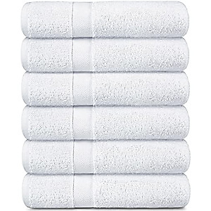 Wealuxe White Bath Towels 24x50 Inch, Cotton Towel Set for Bathroom, Hotel, Gym, Spa, Soft Extra Absorbent Quick Dry 6 Pack