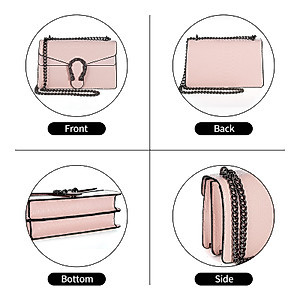 DEEPMEOW Crossbody Shoulder Evening Bag for Women - Snake Printed Leather Messenger Bag Chain Strap Clutch Small Square Satchel Purse（Pink）