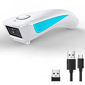 NETUM Upgraded Mini Bluetooth 2D QR Barcode Scanner, 3 in 1 Wireless Portable Pocket Small 1D 2D Bar Code Reader, Automatic Fast, Precise scanning for POS, C850 White