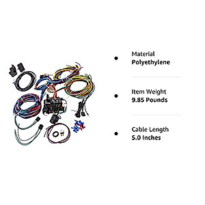 Auto Parts Prodigy Universal Wiring Harness Kit - 21 Circuit Long Wires Standard Color Wiring Harness Kit Replacment for Chevy Mopar Hotrods Ratrods Ford Chrysler Universal Automotive Wiring