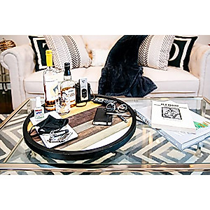 HOME BREEZES Extra Large Wooden Lazy Susan- Round Wood Ottoman Turntable Tray, Serve Tea, Coffee, or Breakfast in Bed, Classic Circle Wooden Tray for Tabletop, Decorative Serving Tray.