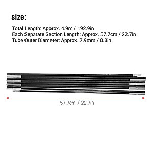 4.9M Tent Poles Replacement for Tarp, Multi Sections Foldable Adjustable Fiberglass Tarp Poles for Camping Backpacking,Lightweight Replacement Tent Poles