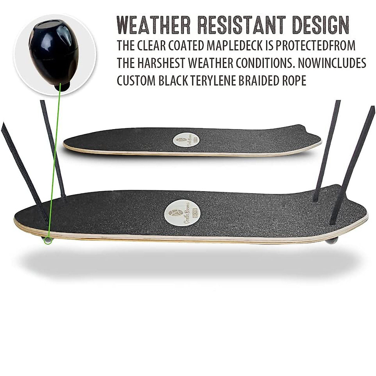 Gentle Booms Sports Skateboard Swing, 29.7×9.5 inch Large Stand Up Surf Swing with Adjustable Handle, Up to 660 Pounds Weight Capacity, Outdoor Swing for Kids