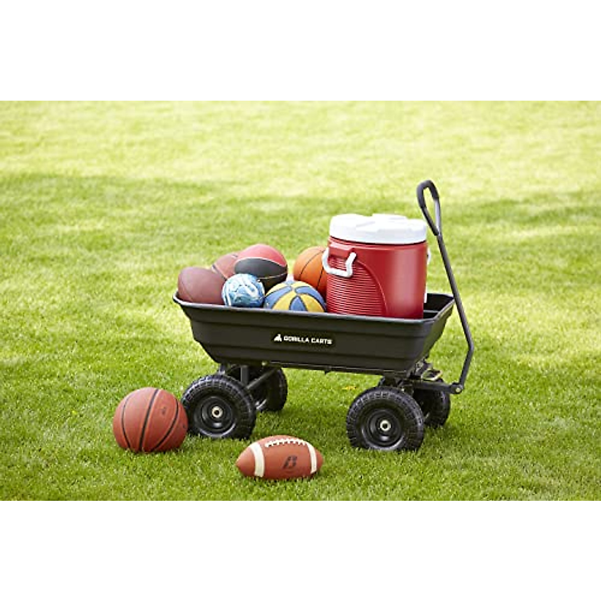 Gorilla Carts GOR4PS Poly Garden Dump Cart with Steel Frame and 10-in. Pneumatic Tires, 600-Pound Capacity, Black