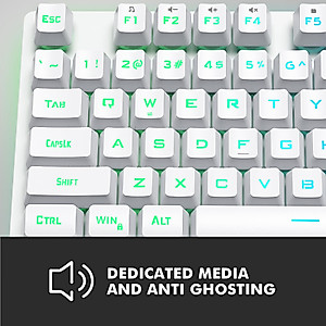 NPET K10 Wired Gaming Keyboard, RGB Backlit, Spill-Resistant Design, Multimedia Keys, Quiet Silent USB Membrane Keyboard for Desktop, Computer, PC (White)