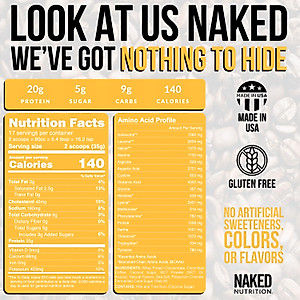 NAKED Vanilla Latte Protein Coffee - Premium Instant Coffee - Protein Shake, Iced Coffee, Protein Drinks, Delicious Keto Friendly and Gluten Free, 17 Servings