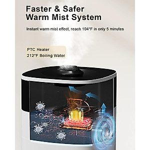 LACIDOLL Humidifier Large Room 5.3Gal/20L - Cool and Warm Mist Humidifiers for Home 3000 sq ft, Air Humidifiers for Bedroom with Diffuser&Extended Tube, Whole House Humidifiers for Nursery Baby Plants