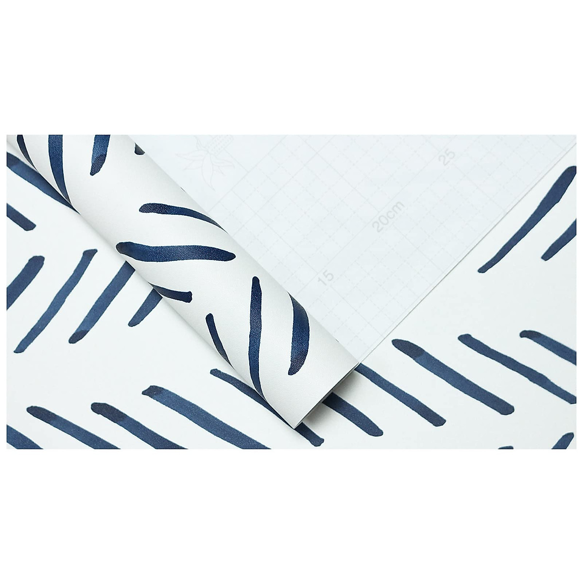 HAOKHOME Boho Peel and Stick Wallpaper Stripe Removable Navy/White Chevron Vinyl Contact Paper Mural for Home Decor 17.7in x 9.8ft