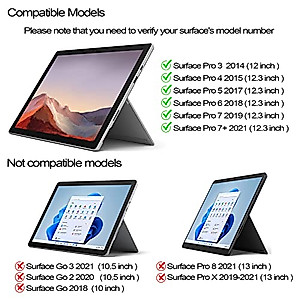 Qulose Surface Pro Keyboard Case, 7 Color Backlight Detachable Keyboard with Trackpad, Case with Keyboard for Microsoft Surface Pro 7+/ 7/6 / 5/4 / 3 Tablet - Grey