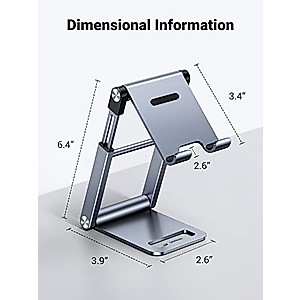 UGREEN Phone Stand for Desk Cell Phone Stand Holder Adjustable Height Phone Holder Foldable Portable Compatible with iPhone 15 14 Pro Max Plus 13 12 11 XS iPhone SE, Nintendo Switch up to 7.9''