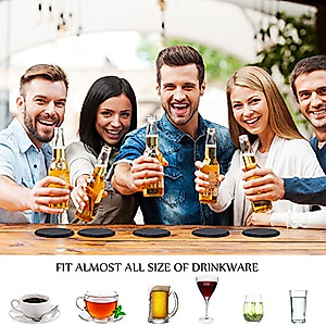 30 Pieces Round Slate Coasters Drink Coasters Bulk, 4 Inch Stone Coasters Bar Coasters Black Cup Coaster with Anti Scratch Bottom for Home Drinks Table Kitchen Housewarming Gifts