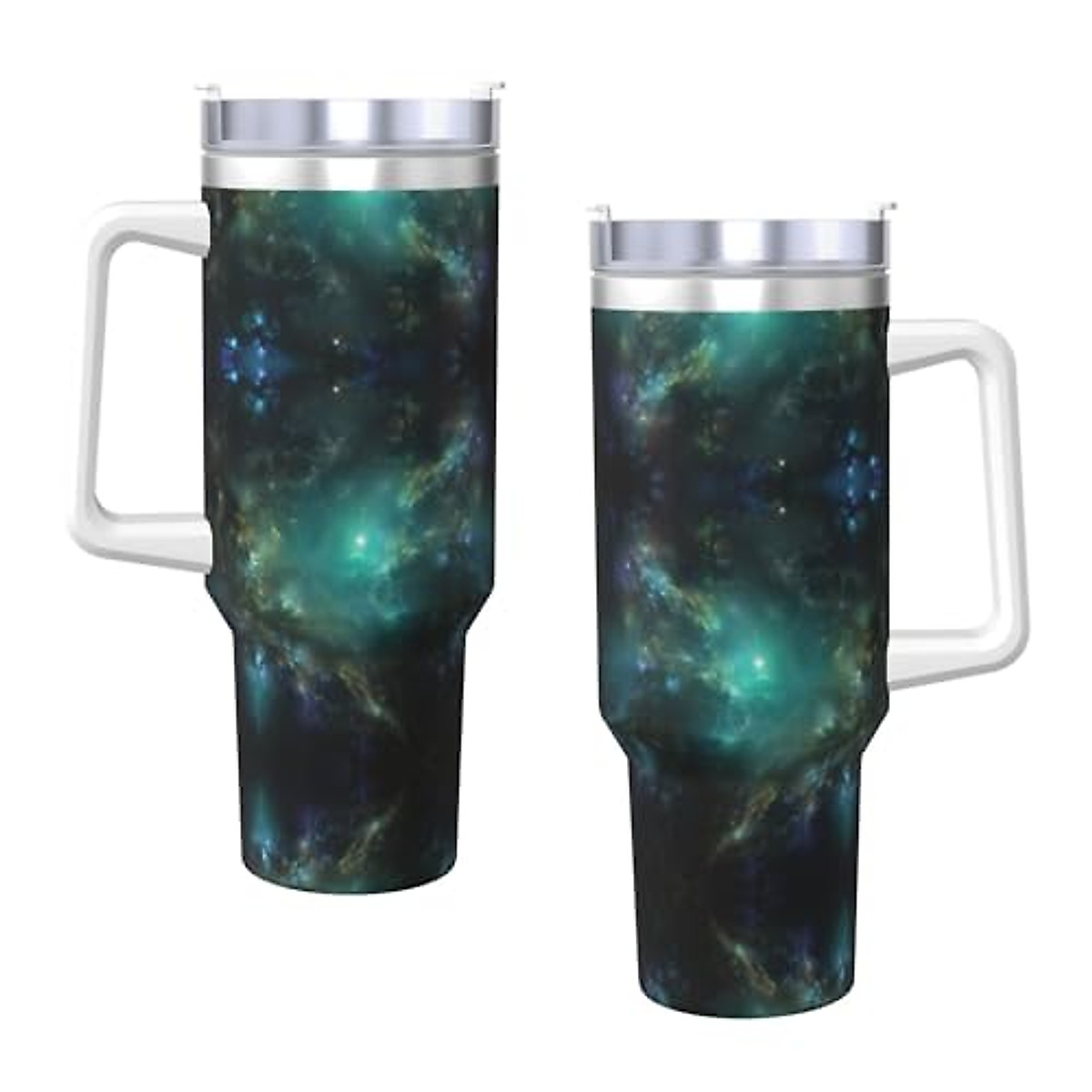 HULIBIN Galaxy Background Print Double Deck Stainless Steel Travel Coffee Cup With Lid 40 Oz Ice Bully Cup