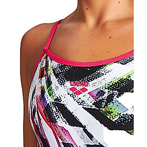 Arena Women's Standard Print Lace Back MaxLife One Piece Athletic Training Swimsuit, Sunrays, 32