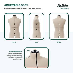 Dritz Mr. Tailor Adjustable Dress Form, Male, Black
