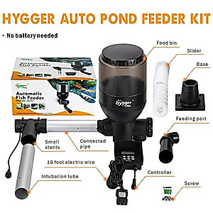 hygger Large Programmable Auto Pond Feeder with LCD Display Controller Automatic Fish Food Feeding Dispenser Outdoor Koi Fish Feeder 5.5 L Capacity