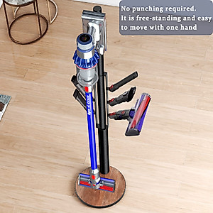 XIGOO Docking Station Holder Freestanding Vacuum Stand Rack Compatible with V15 Detect, V11 V10 V8 V7 V6 Cordless Vacuum Cleaners, Floor Docking Station Metal Organizer Bracket with 6 Hooks