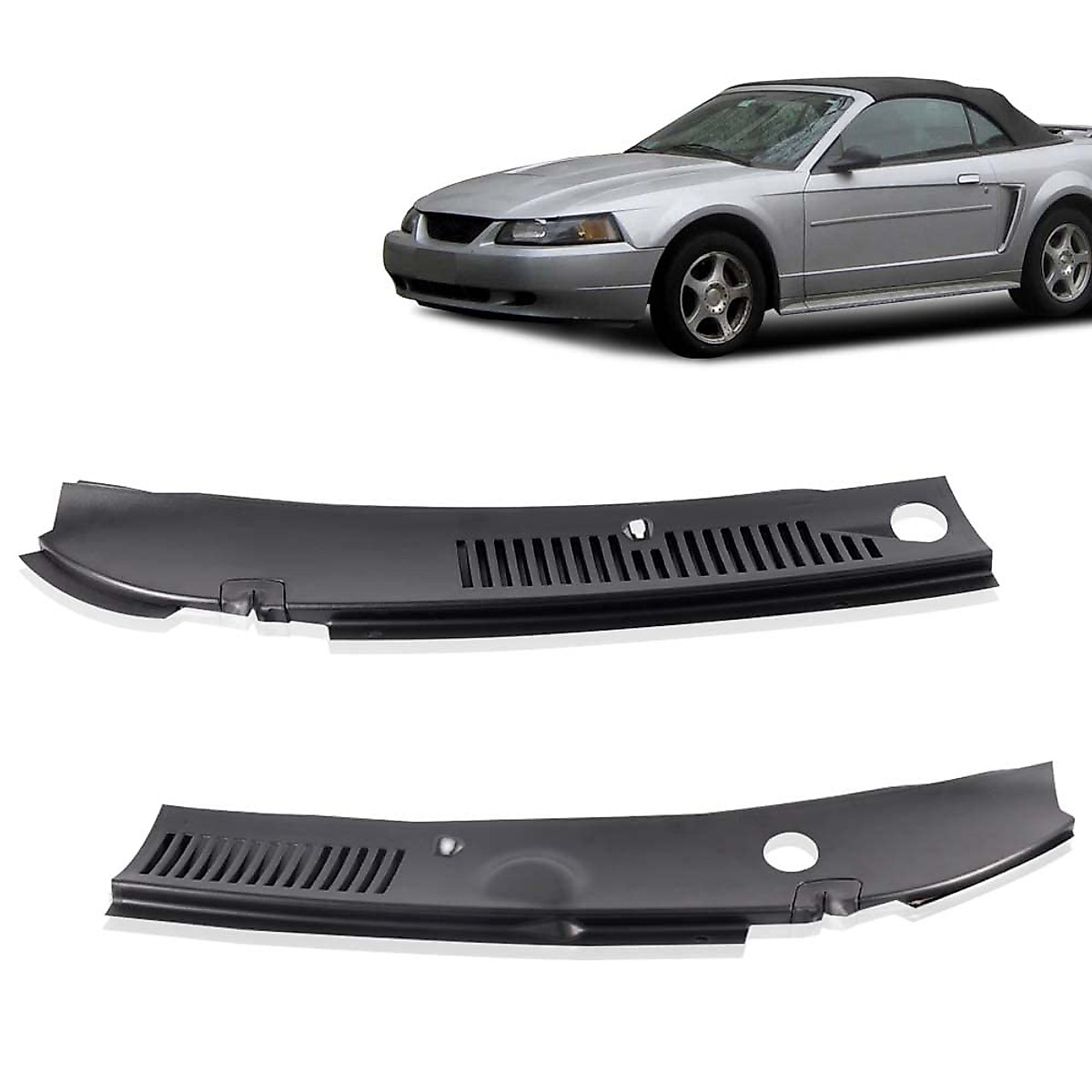 PIT66 2Pcs Windshield Wiper Cowl Vent Grille Grills Panel Hood Compatible with 99-04 Ford Mustang GT SVT