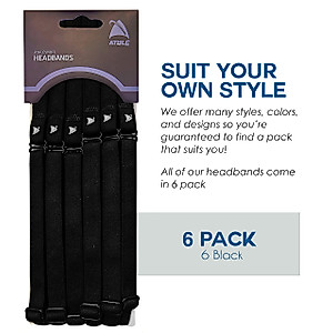 Athlé Adjustable Skinny Headbands for Women and Men - 6 Pack - Elastic Hair Bands with Non Slip Silicone Grip - Lightweight and Comfortable Adjustable Thin Headbands