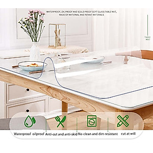 KATE 1.5mm 60x88 Inch Plastic Table Cover Clear Table Protector Non-Slip Easy Clean for Kitchen Tablecloths Table Mats