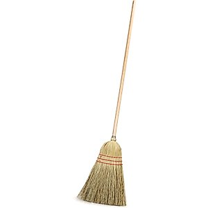 Carlisle 4134967 Warehouse Broom with Wood Handle, 10" Bristle Trim, 1" Height, 1" Width, 55" Length, Corn Blend, Natural
